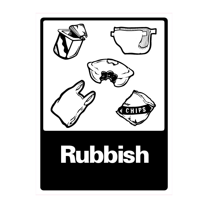 Rubbish Sign (black & white)