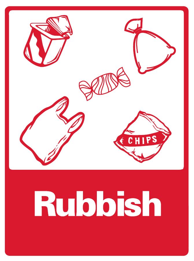 Rubbish Sign Type 2 (red & white)